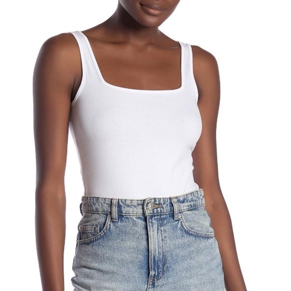 bp | Tops | Nwt Bp White Square Cut Thong Tank Bodysuit L K4 | Poshmark